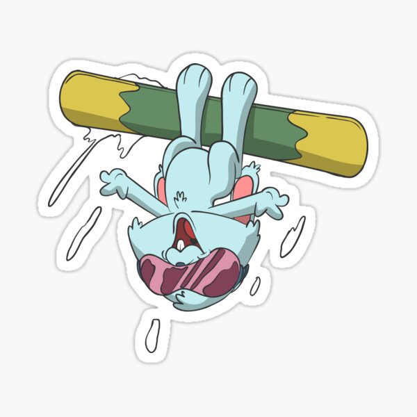 "Rabbit upside down on snowboard" Sticker by ansgarhugo | Redbubble