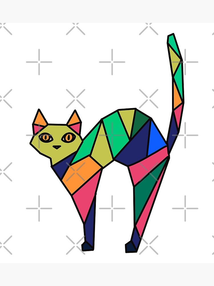"Geometric Scary Cat Halloween - Colorful" Poster for Sale by ...