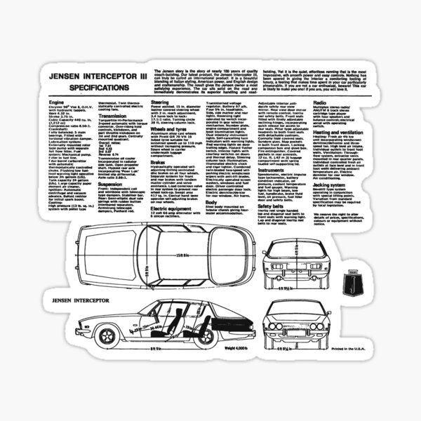 "JENSEN INTERCEPTOR" Sticker by ThrowbackMotors | Redbubble