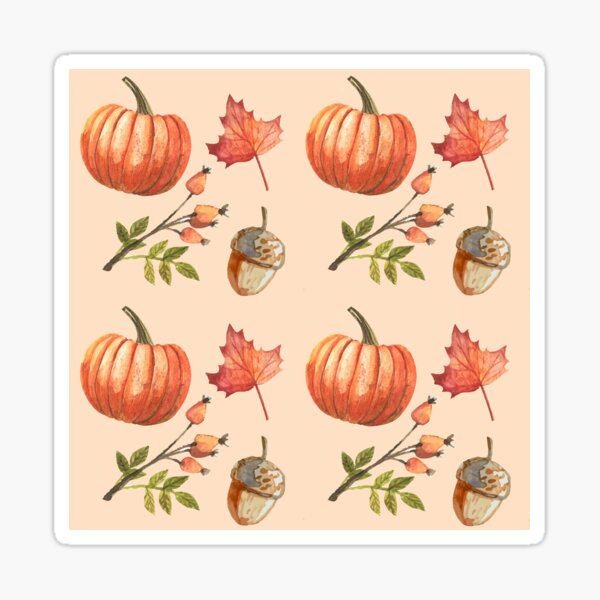 "Pumpkin, Acorn and Leaves for Fall" Sticker for Sale by HappyGiraffeCo ...