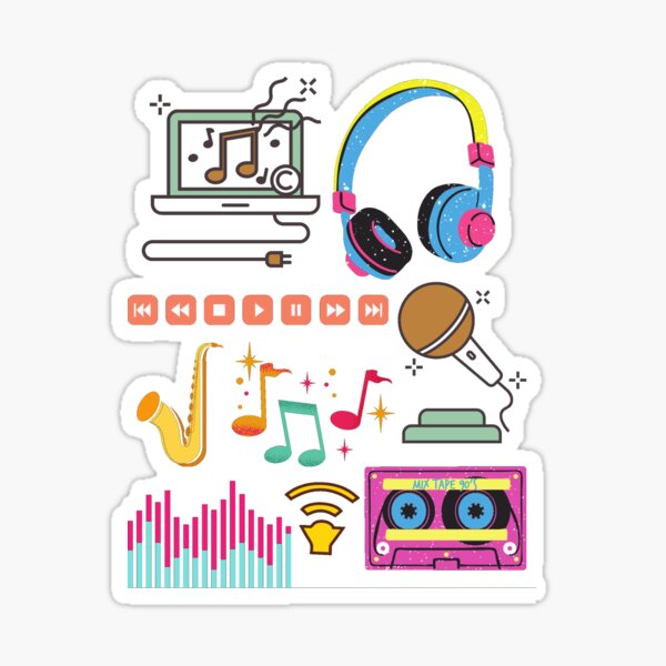 "Discrete Vintage Retro music theme sticker pack(mutliple)" Sticker for ...
