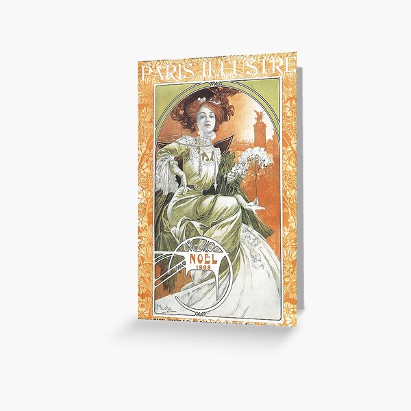 "Alphonse Mucha : Christmas in Paris Illustrated - 1903" Greeting Card ...