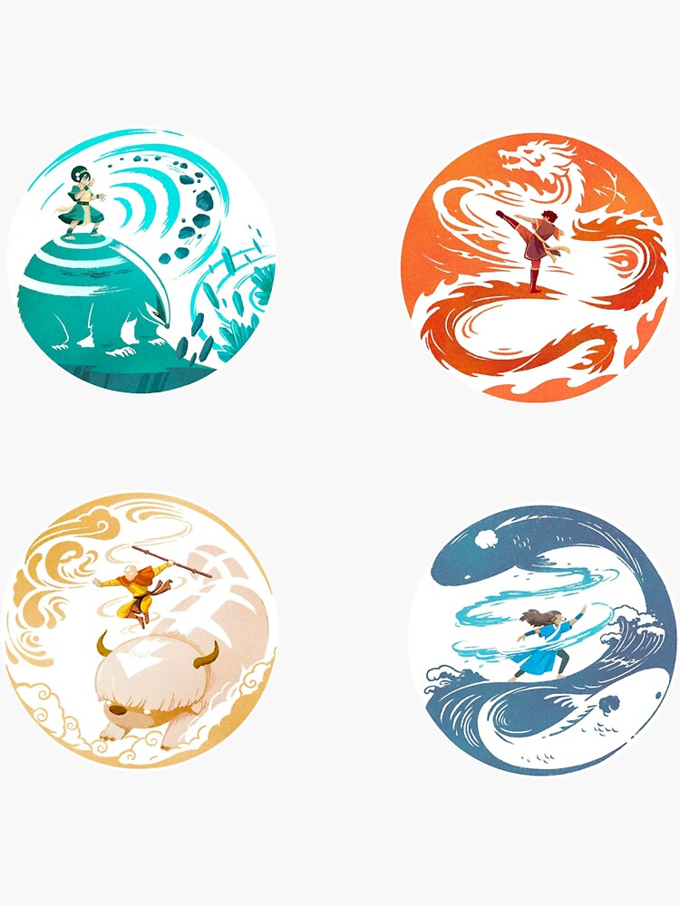 "Avatar atla four sticker pack" Sticker for Sale by kiwimornings ...
