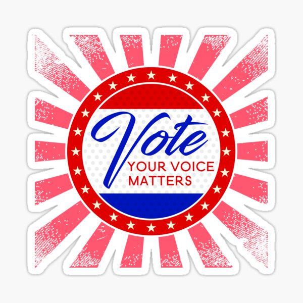 "VOTE Your Voice Matters Election 2020 white design" Sticker for Sale ...