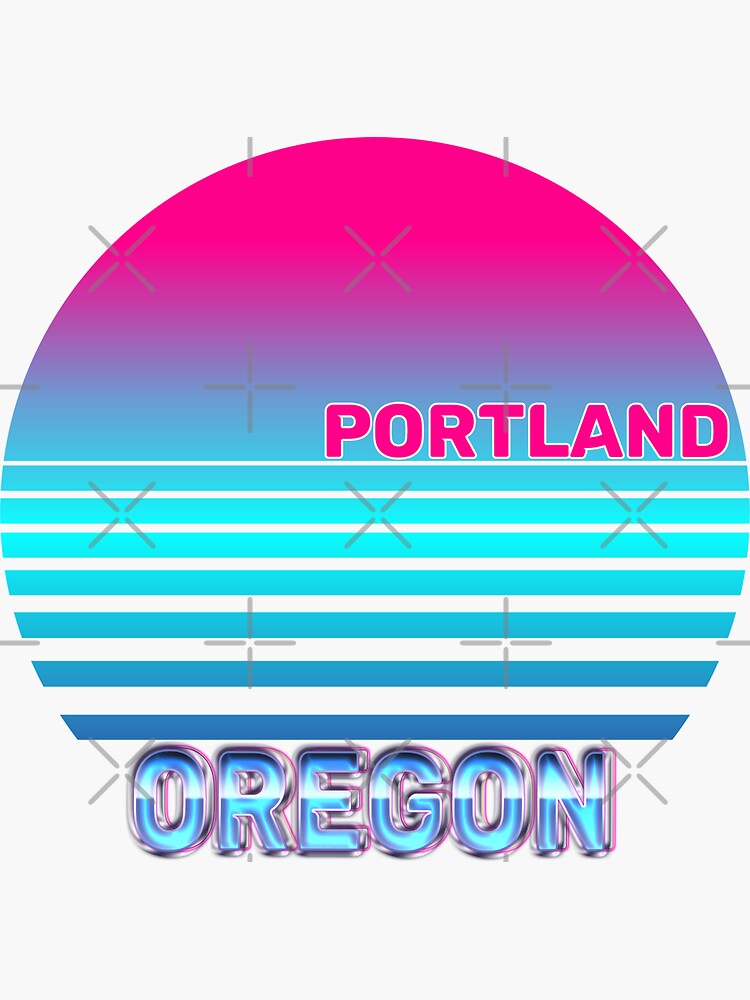 "Portland Oregon Vaporwave Retro 1980s 1990s" Sticker by SqualeForce ...