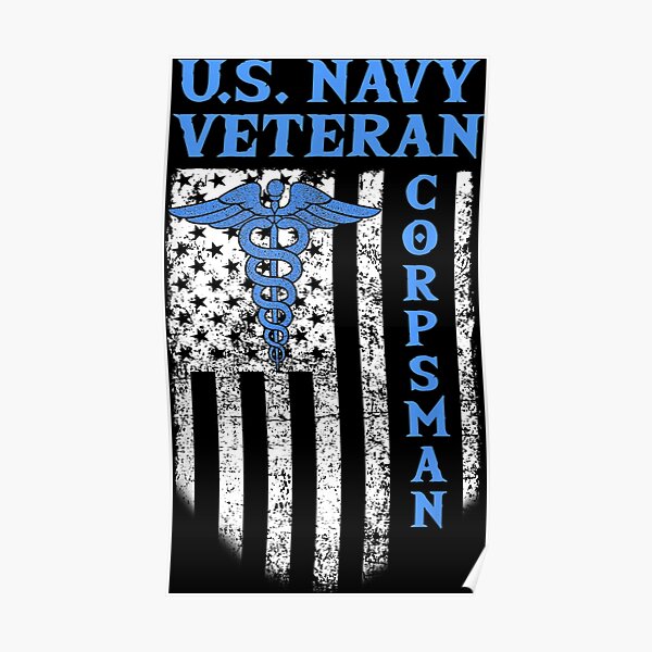 "U S Navy Corpsman Veteran Usa Flag Vintage" Poster by dongleemai ...