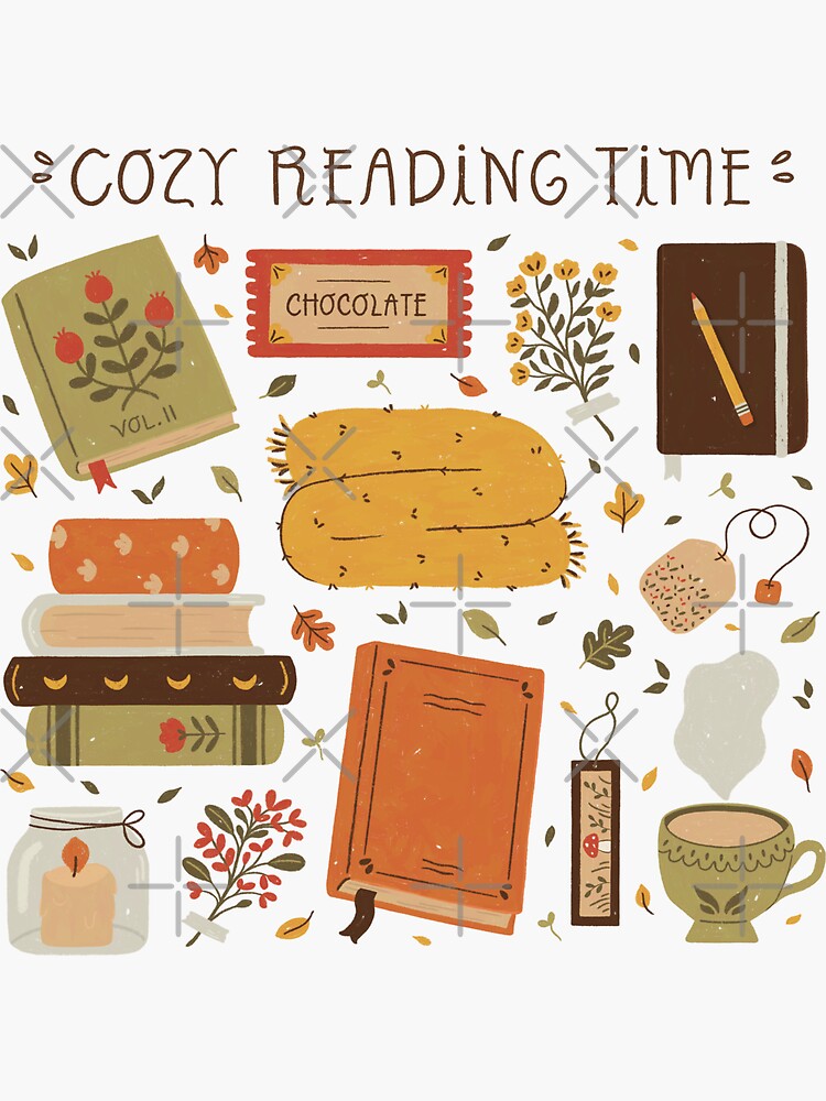"Cozy Reading Time" Sticker for Sale by ohjessmarie | Redbubble