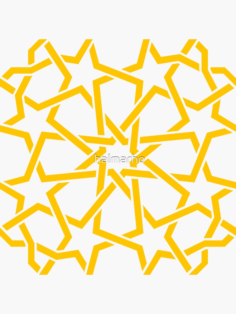 "Arabesque Art Artistic Patterns l Yellow Color #ffc600" Sticker for ...