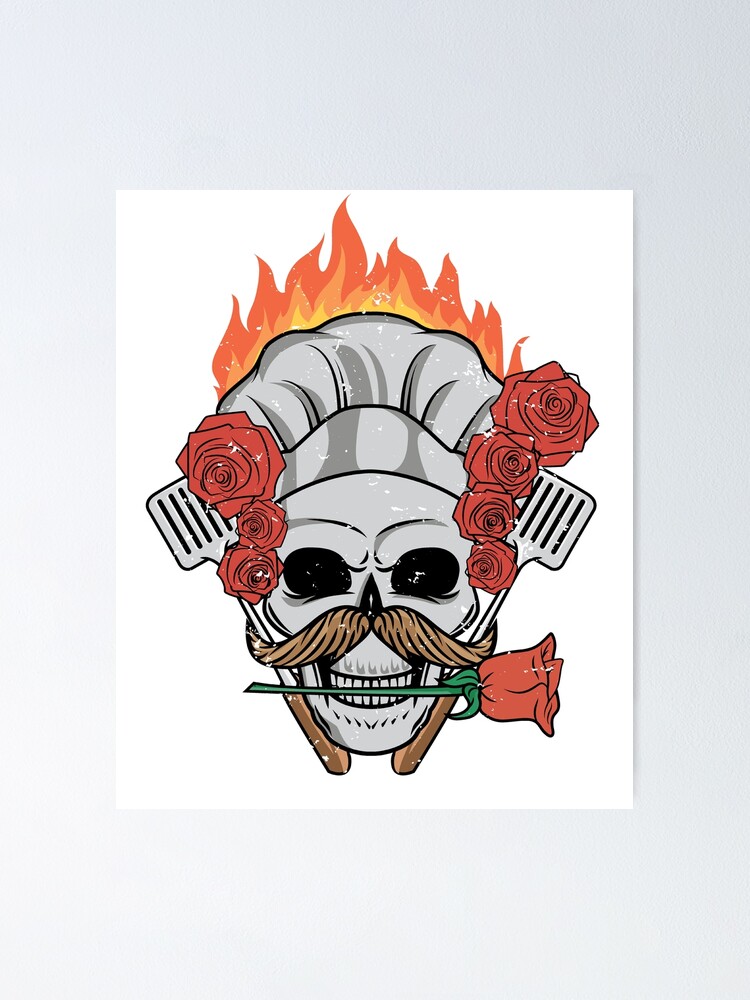 "Skull Cooking Vintage Chef" Poster by Art-Max | Redbubble