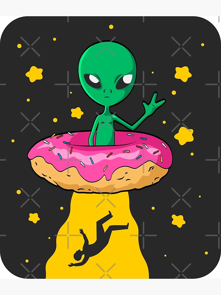 "alien with flying donut" Poster for Sale by Weliton | Redbubble