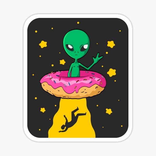 "alien with flying donut" Sticker for Sale by Weliton | Redbubble