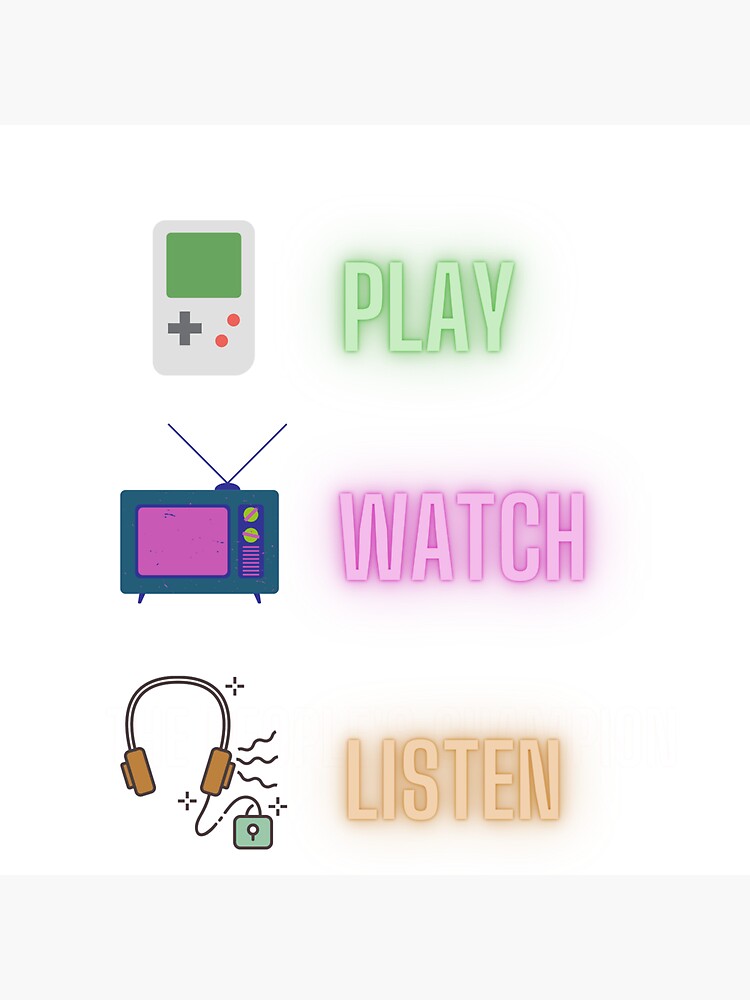 "play watch listen design " Sticker for Sale by benred12 | Redbubble