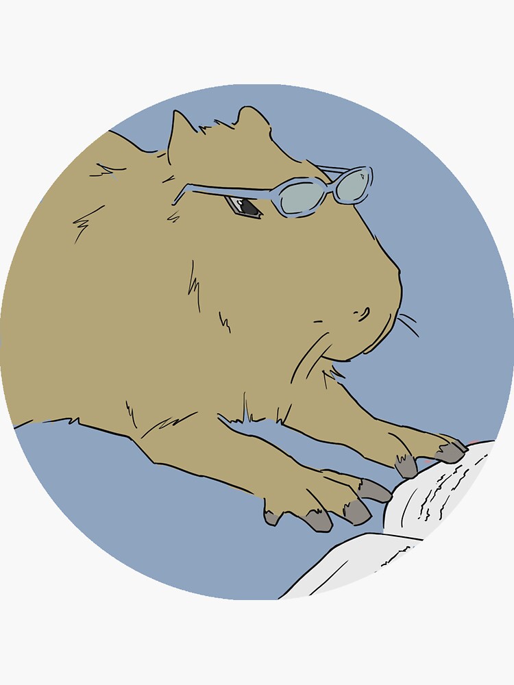 Pegatina for Sale con la obra «Capibara leyendo un libro (AZUL)» de ka ...