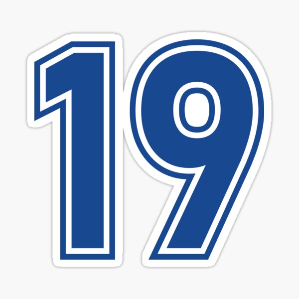 Pegatina «19 Número azul - Jugador de fútbol» de Coollage | Redbubble