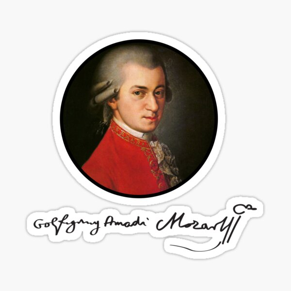 "Wolfgang Amadeus Mozart Signature & Portrait" Sticker for Sale by ...