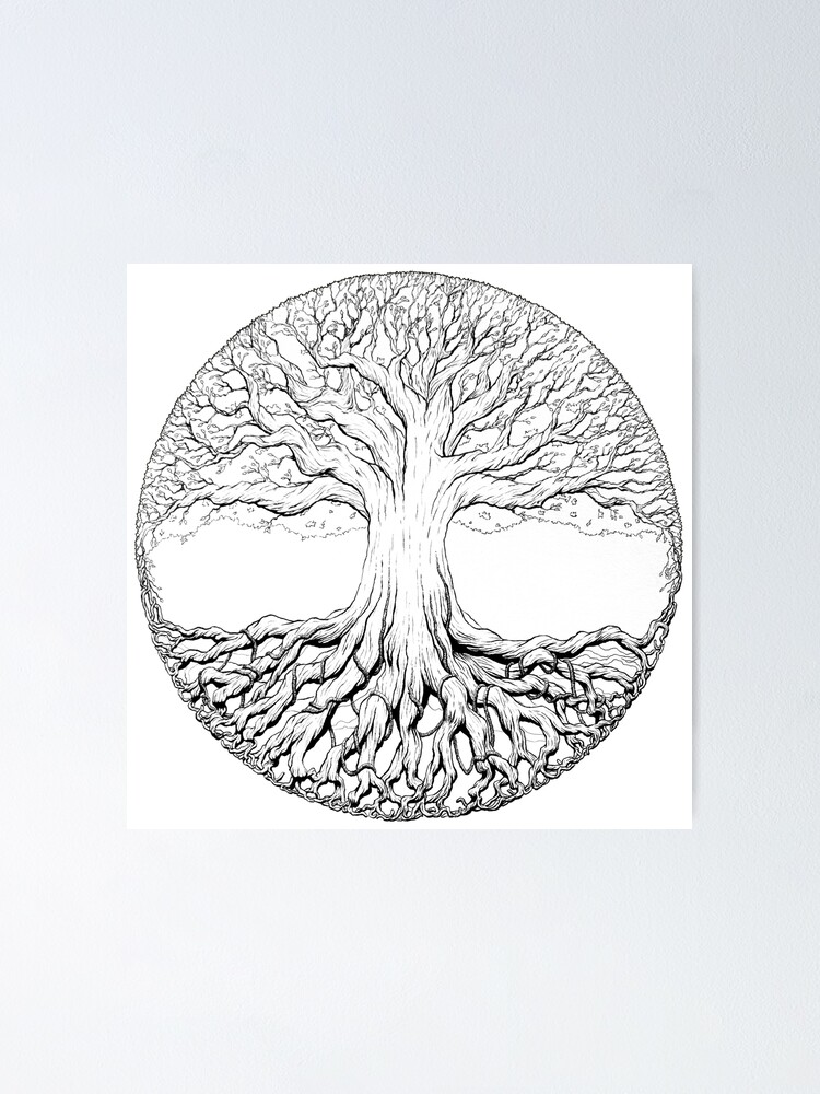 "The Tree of Life Line Drawing" Poster for Sale by FragaStudios | Redbubble