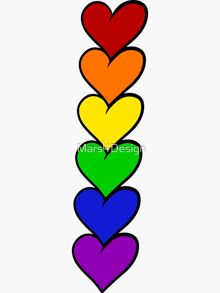 "Rainbow Hearts" Sticker for Sale by Mars4Design | Redbubble