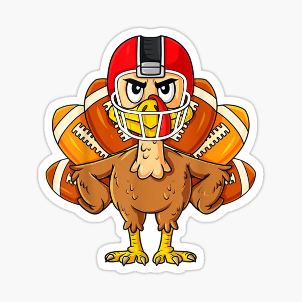 "Thanksgiving Turkey Football Player Funny Boys Girls " Sticker for ...
