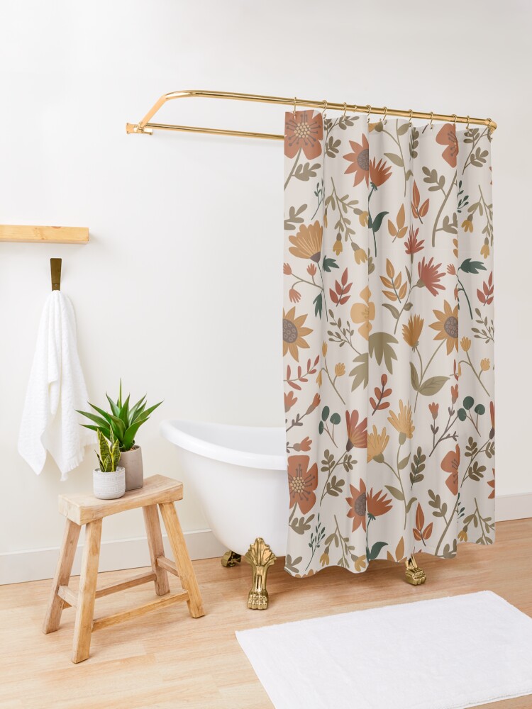 "Fall Foliage Floral and Leaf Print Mustard, Orange, Rust" Shower ...