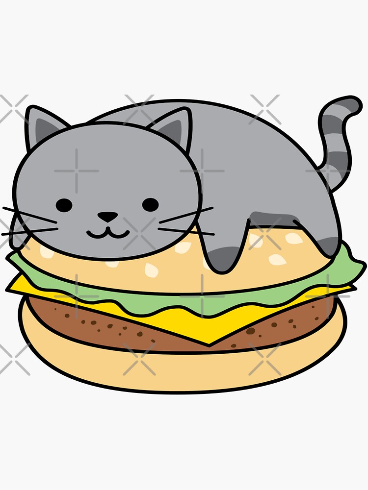 "Cat Burger" Sticker for Sale by TrueTrippyArts | Redbubble