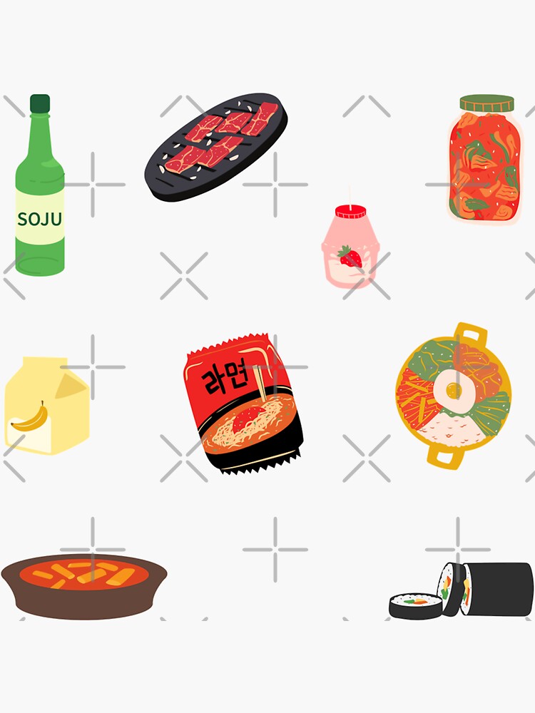"Korean food sticker sheet" Sticker for Sale by Narvca | Redbubble