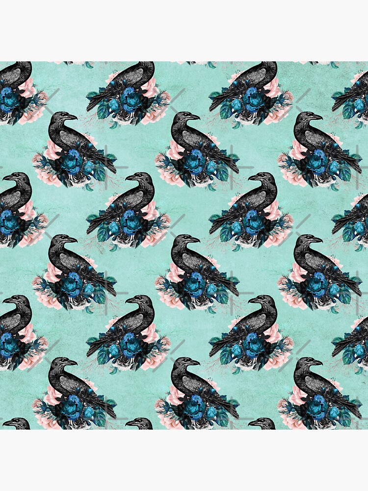 "Gothic Turquoise Crow Pattern" Sticker for Sale by Dreamflight | Redbubble