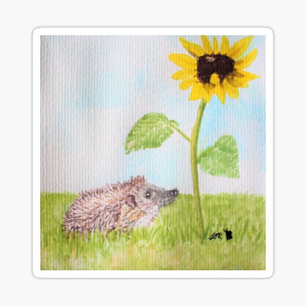 "Hedgehog and sunflower" Sticker by JoyfulBrush | Redbubble