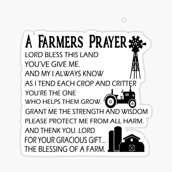 "A Farmers Prayer Lord Bless This Land You’ve Given Me mask" Sticker ...