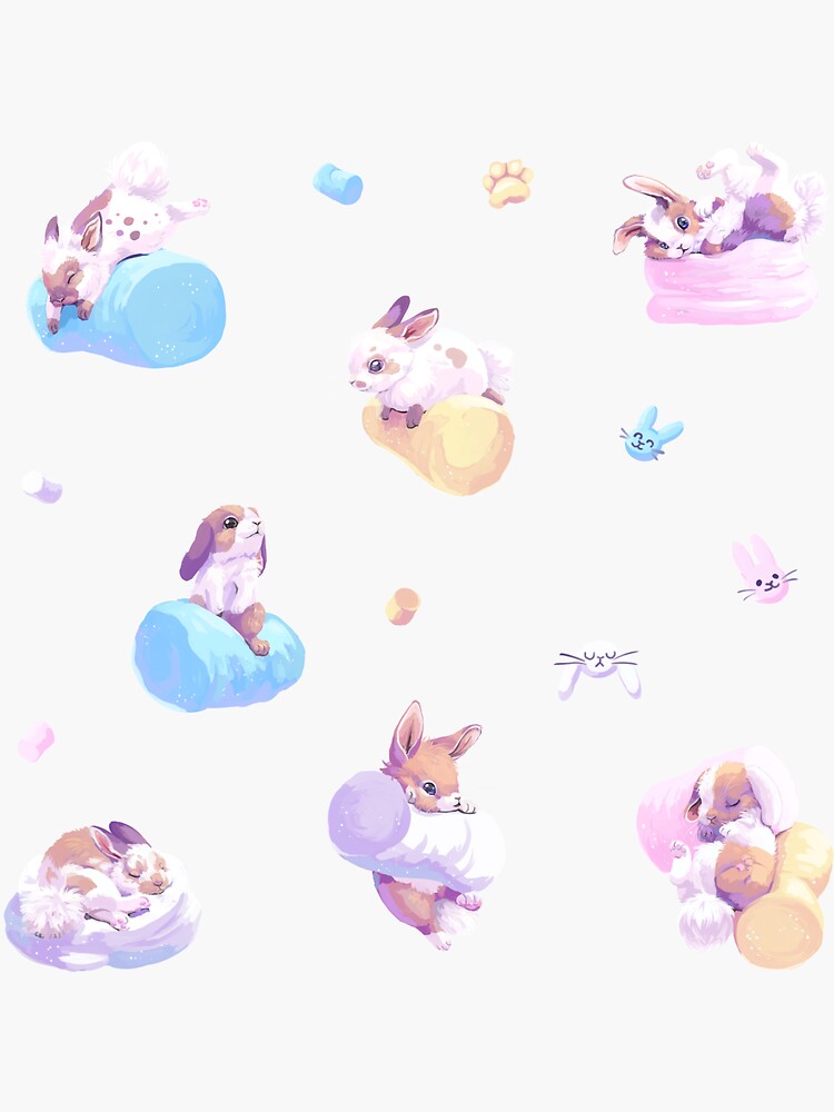 "Fluffy bunny sticker pack" Sticker for Sale by Sugaranspice | Redbubble