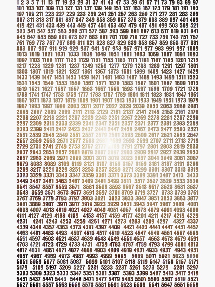 "Prime Numbers List With Space Background" Sticker for Sale by ...