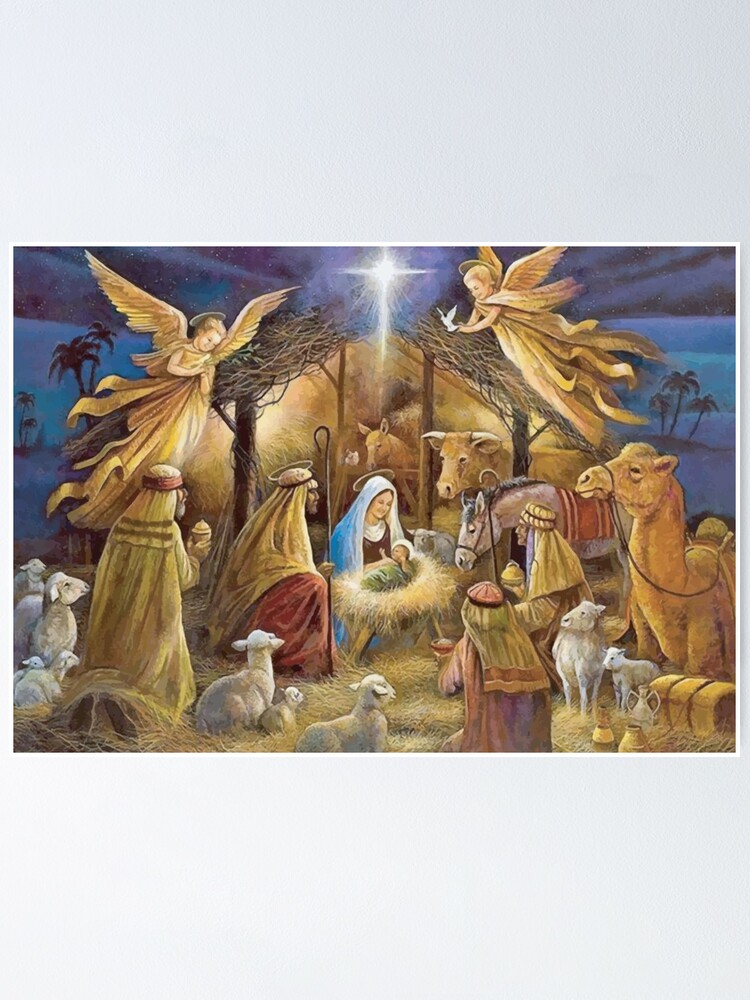 "Christian Christmas Nativity" Poster for Sale by lanacapone | Redbubble