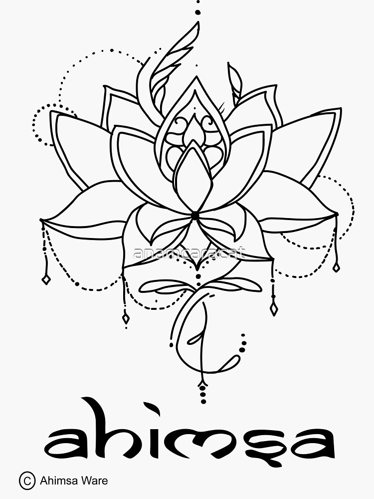 "Lotus Ahimsa Do No Harm Sanskrit Non-Violence Ahimsa Ware" Sticker for ...