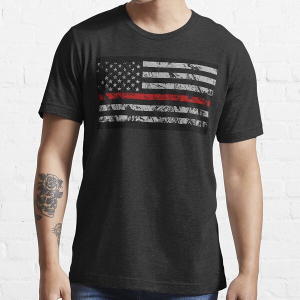 "Thin Red Line Flag - Firefighter Tribute (Horizontal Version)" T-shirt ...