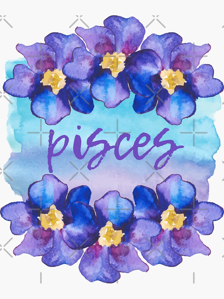 "Zodiac Star Sign: Flower Pisces Symbol in Watercolor" Sticker by ...