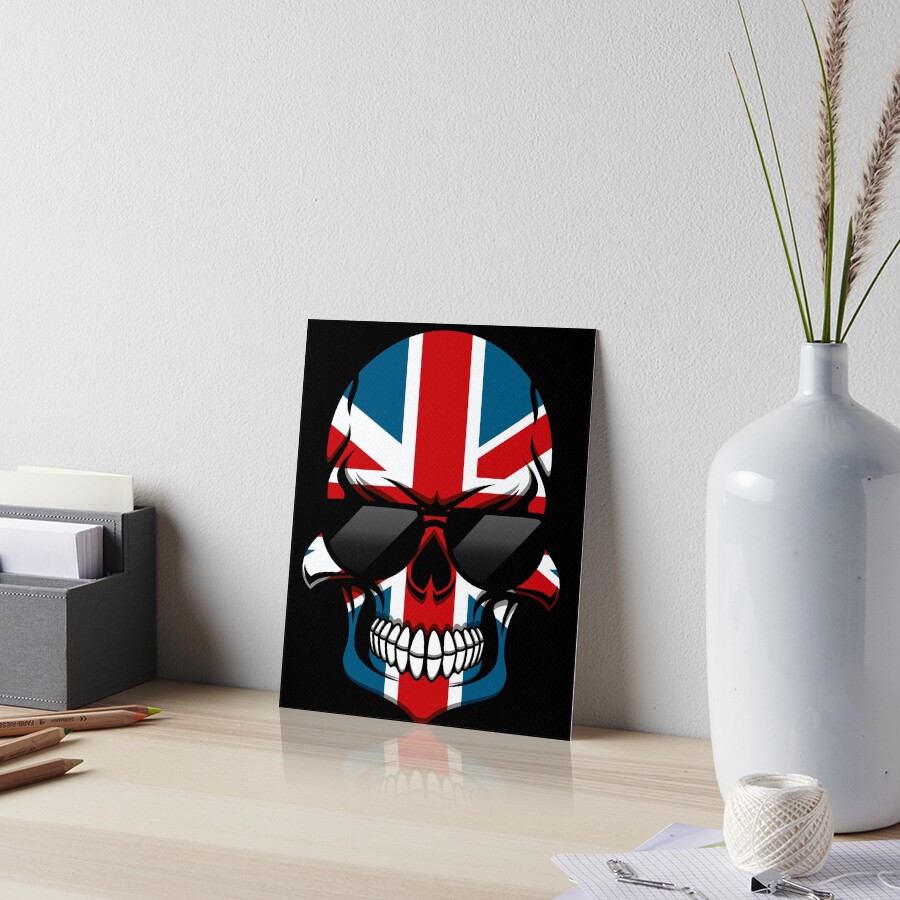 "Union Jack Skull With Sunglasses" Art Board Print by APrettyView ...