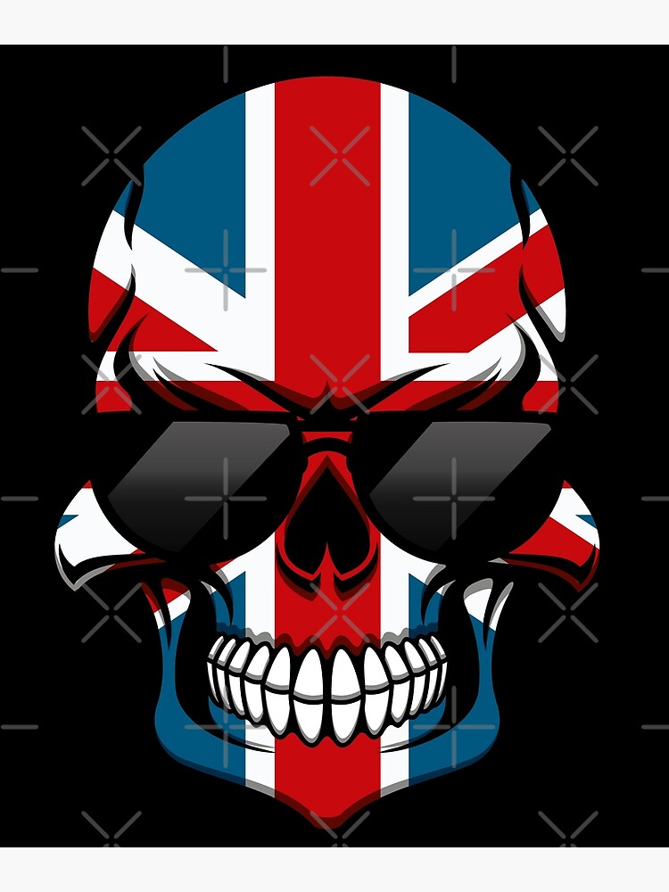 "Union Jack Skull With Sunglasses" Poster for Sale by APrettyView ...