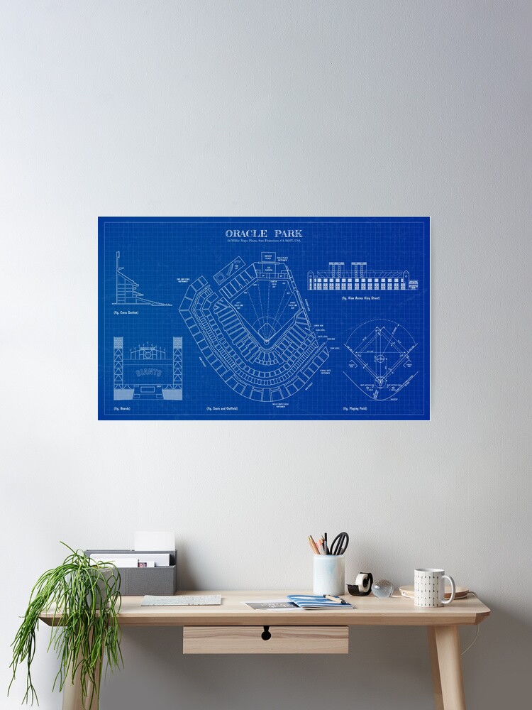 "Oracle Park - Blueprint" Poster for Sale by BLUE GALAXY DESIGNS ...