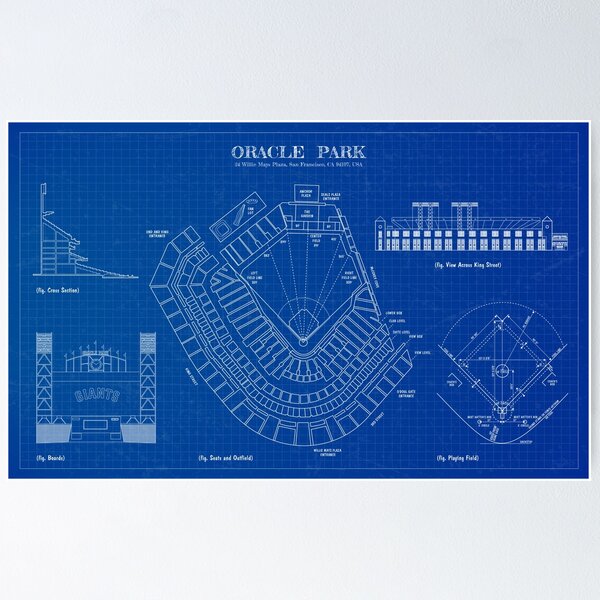 "Oracle Park - Blueprint" Poster for Sale by BLUE GALAXY DESIGNS ...