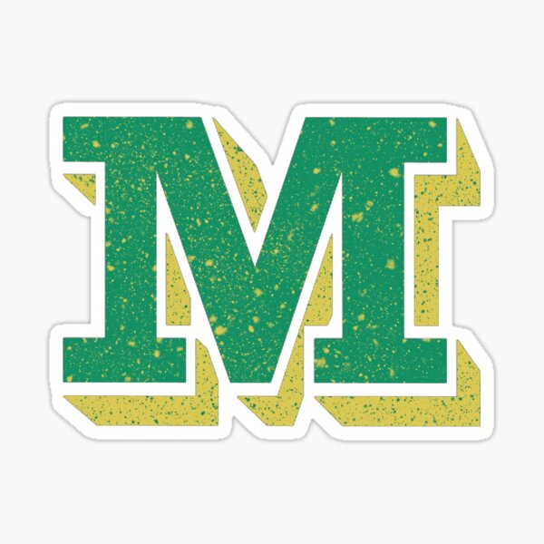 "Green and Yellow College Stickers | Initial, Speckled Letter M ...