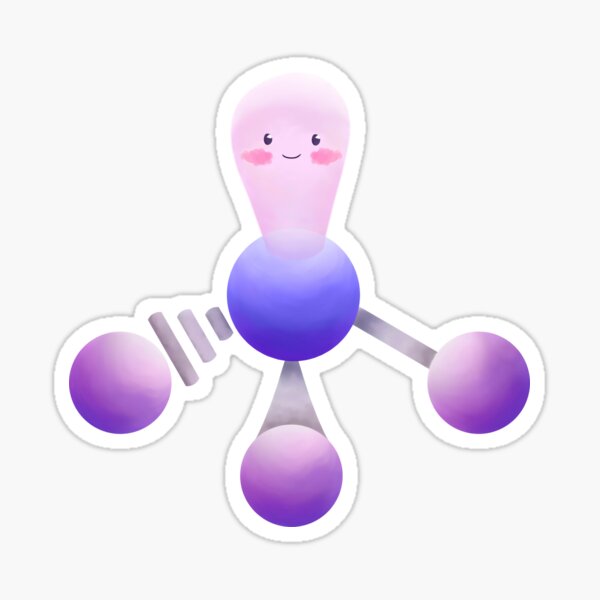 "Cute NH3 Molecular Geometry" Sticker for Sale by LilacLynx | Redbubble