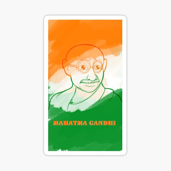 "illustration of mahatma gandhi " Sticker for Sale by pushpiart | Redbubble