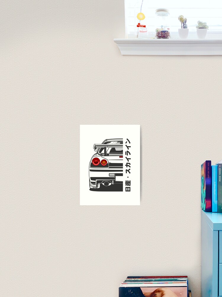 "Nissan Skyline R34 GTR Line Art Illustration" Art Print for Sale by ...