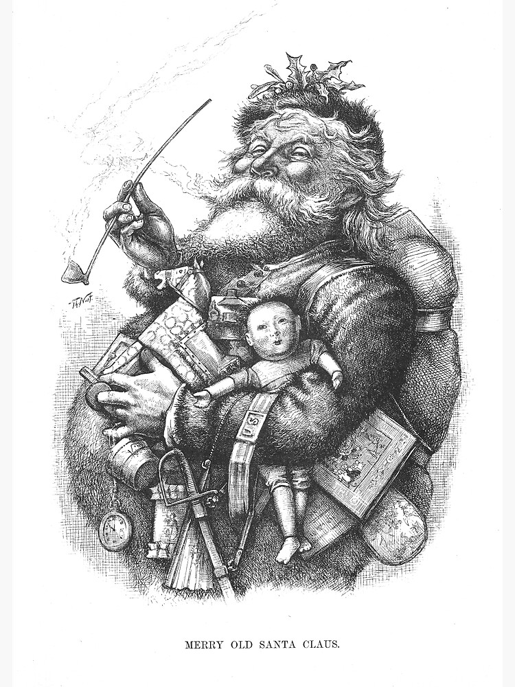 "Vintage Santa Christmas Etching "Merry Old Santa Claus" by Thomas Nast ...