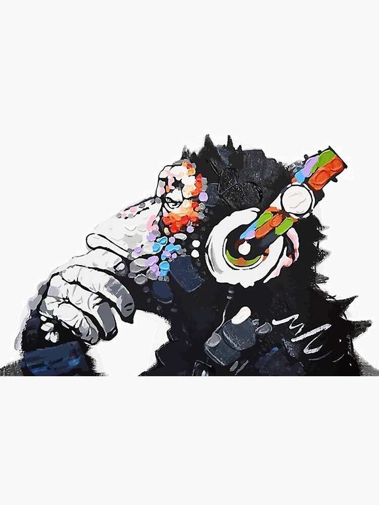 "Banksy Funky Monkey DJ headphones graffiti street art" Sticker for ...