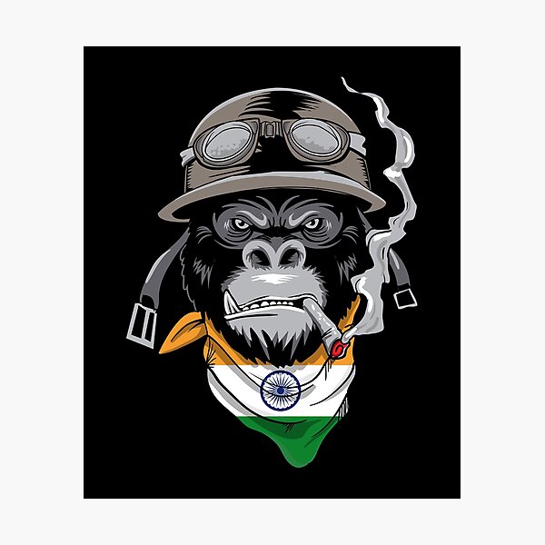 Lámina fotográfica «Patriota Motociclista indio Gorila Bandera de la ...
