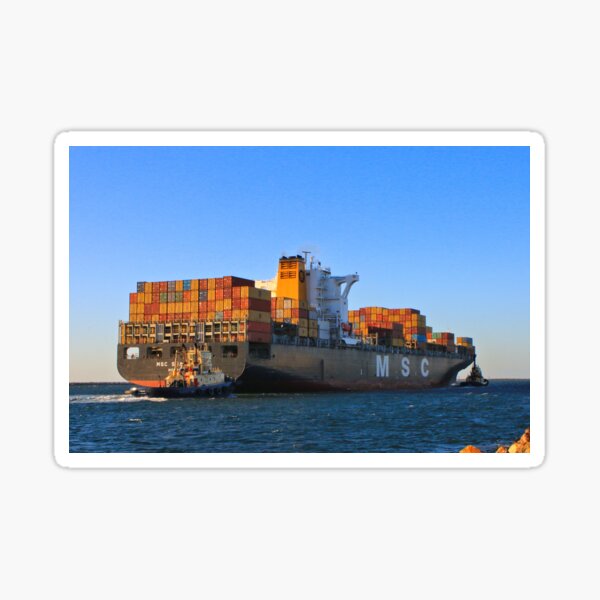 "Container ship and tugs: MSC Shanghai" Sticker for Sale by FranWest ...