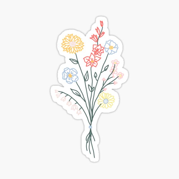 "flower bouquet outline" Sticker for Sale by madstodd | Redbubble