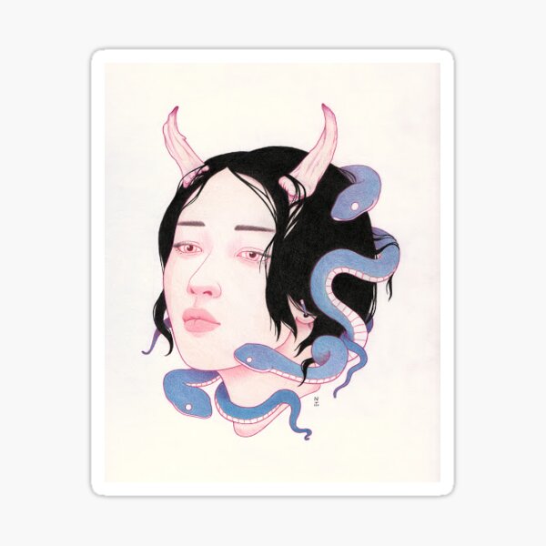 "japanese medusa" Sticker by parcimonie | Redbubble