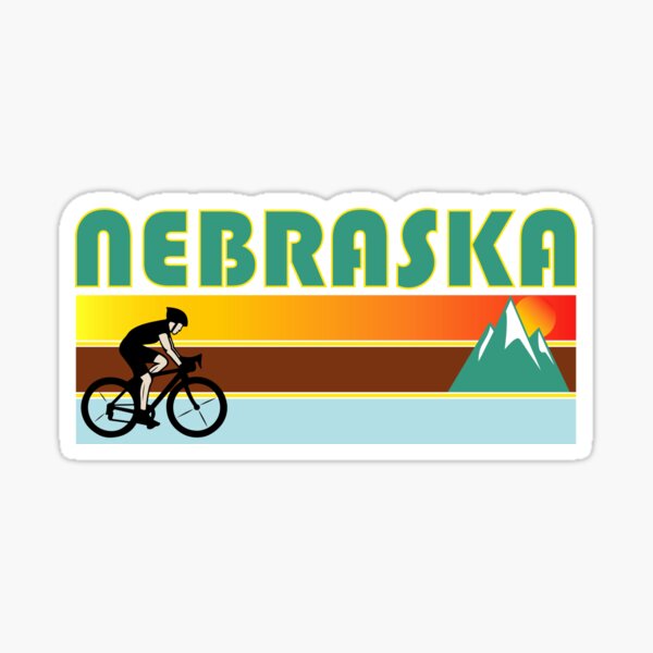 "Nebraska Hometown Retro Bike and Mountain Design" Sticker for Sale by ...
