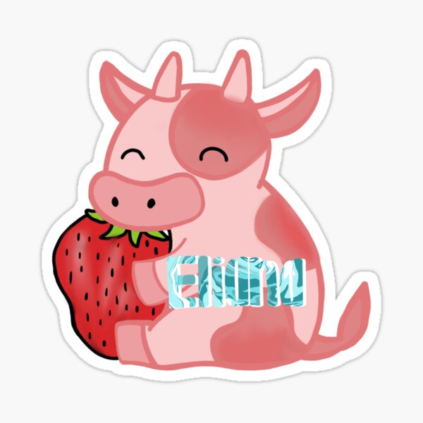 "Eliana strawberry cow " Sticker for Sale by ArtbyAnkitha | Redbubble